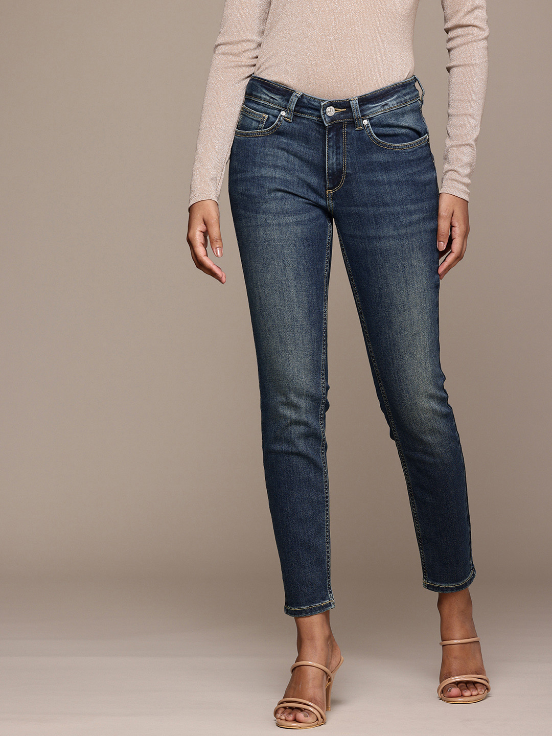 Buy MANGO Women Push Up Skinny Fit Light Fade Stretchable Jeans - Jeans ...