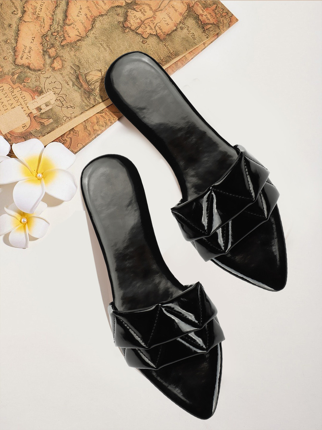 Buy DressBerry Black Textured Open Toe Flats - Flats for Women 27202344 ...