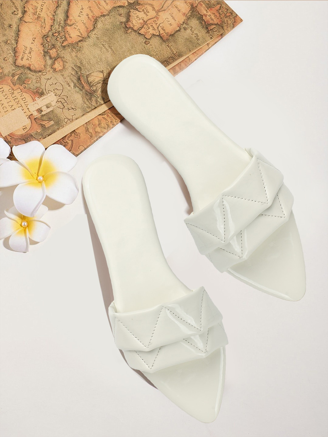 Buy DressBerry White Open Toe Flats - Flats for Women 27202352 | Myntra