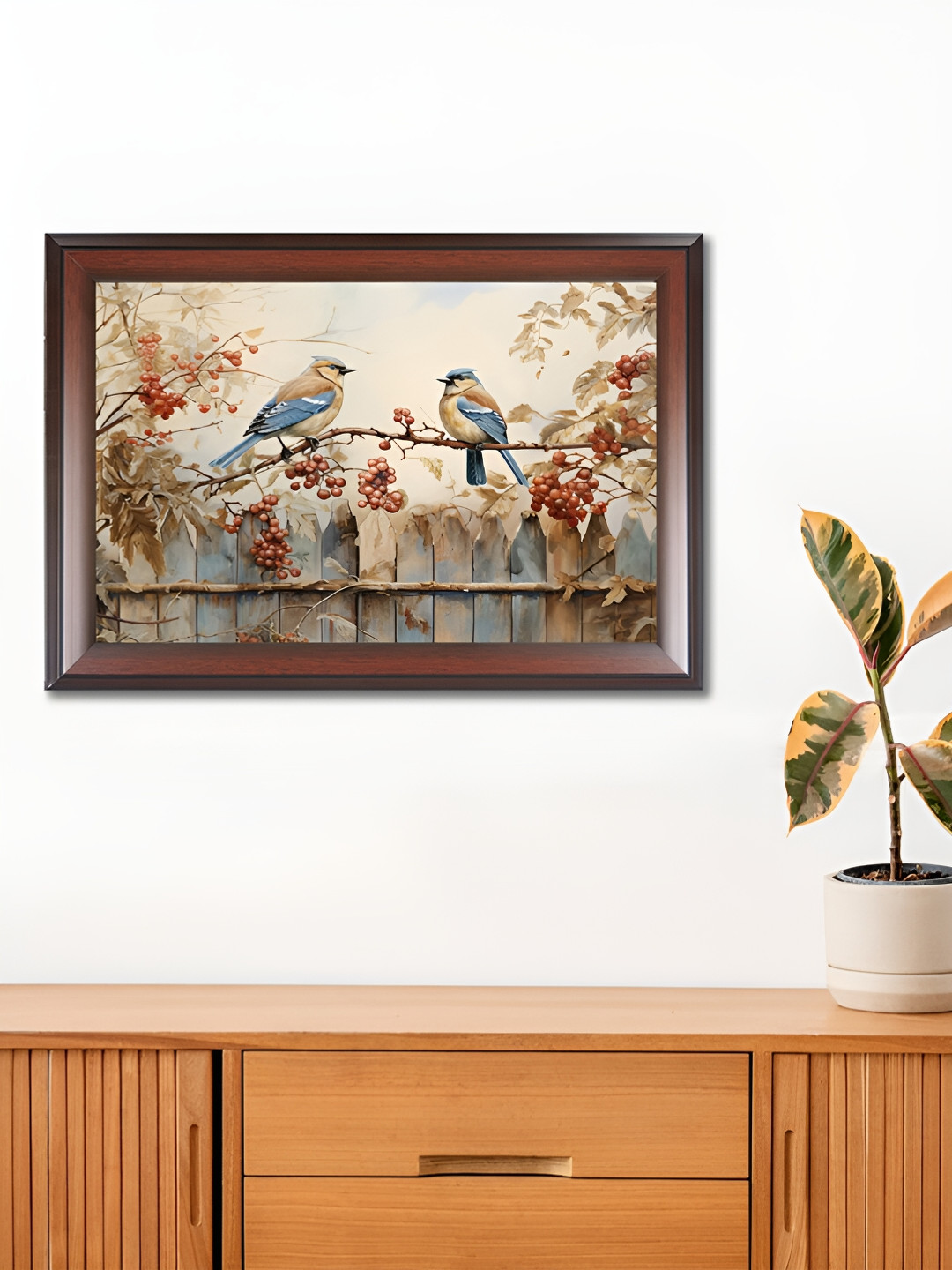 Buy WENS Brown & Blue Birds Printed Canvas Painting Wall Art - Wall Art ...