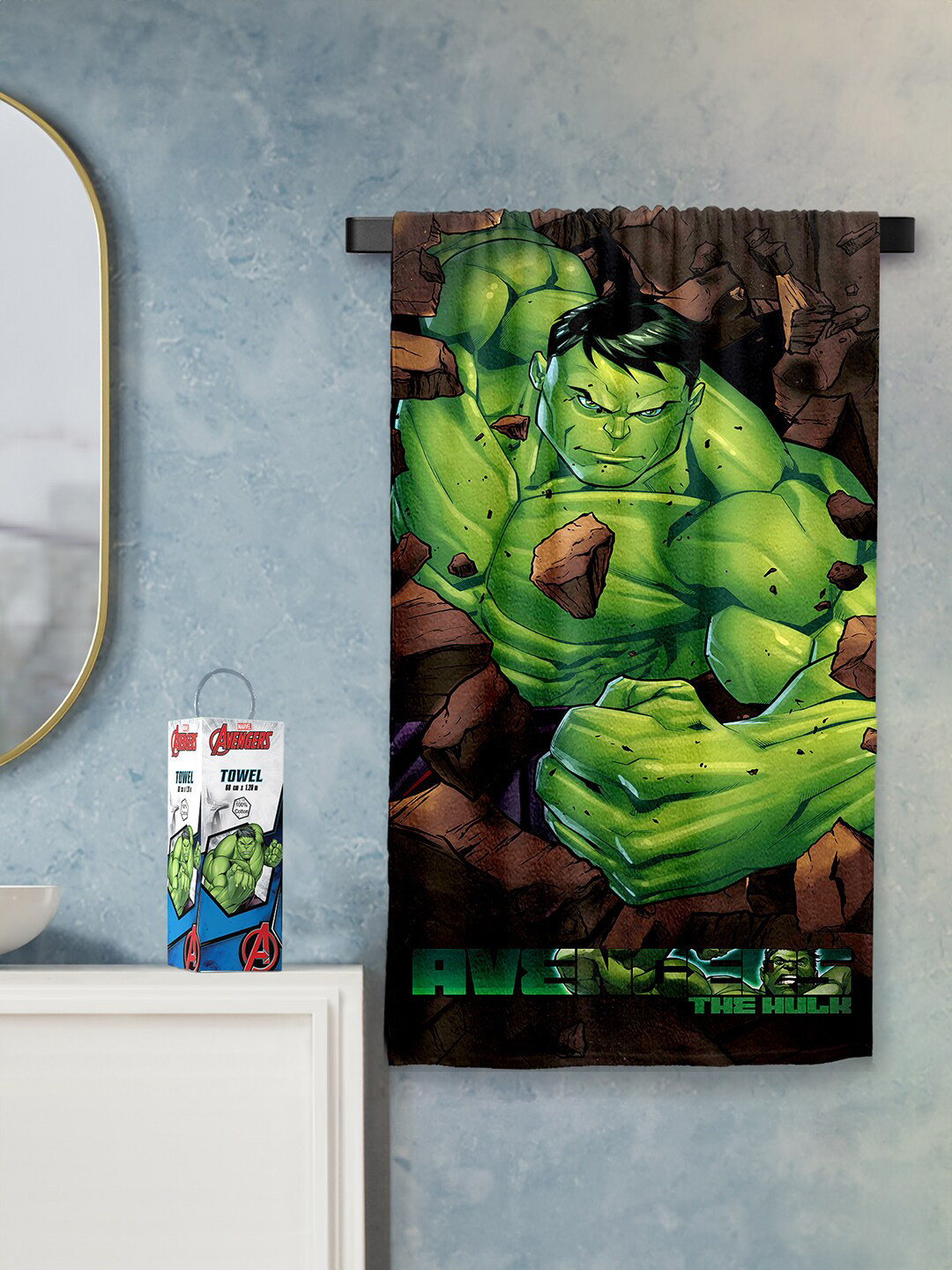 Buy YK Green Hulk Printed Pure Cotton 400 GSM Bath Towel - Bath Towels ...