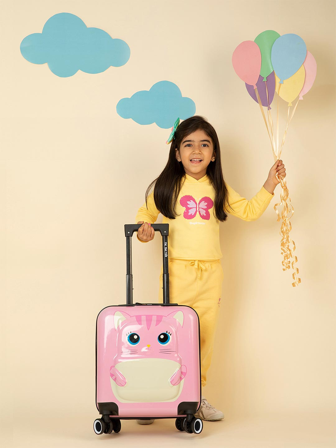 Buy Nasher Miles TTT Zoo Cat Polycarbonate Cabin Pink Trolley Bag 17 ...