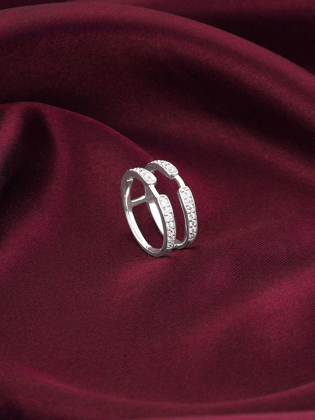 Buy GIVA 92.5 Sterling Silver Rhodium Plated Stones Studded Dual Layer ...