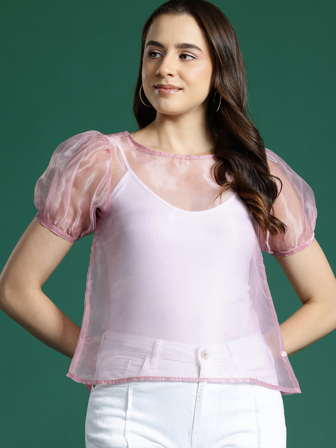 Buy DressBerry Puff Sleeve Sheer Top - Tops for Women 27220098 | Myntra
