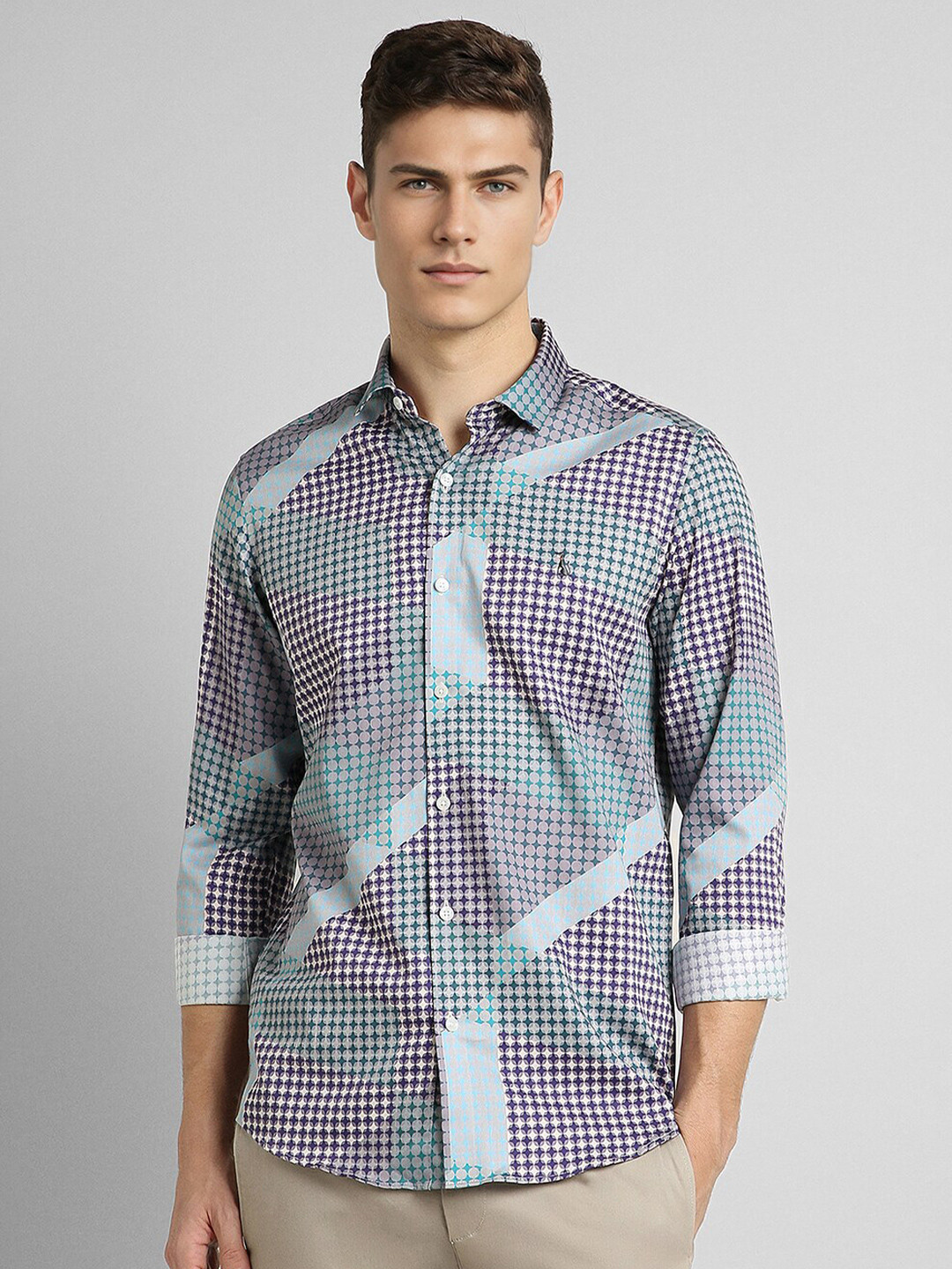 Buy SIMON CARTER LONDON Slim Fit Geometric Printed Long Sleeves Cotton ...