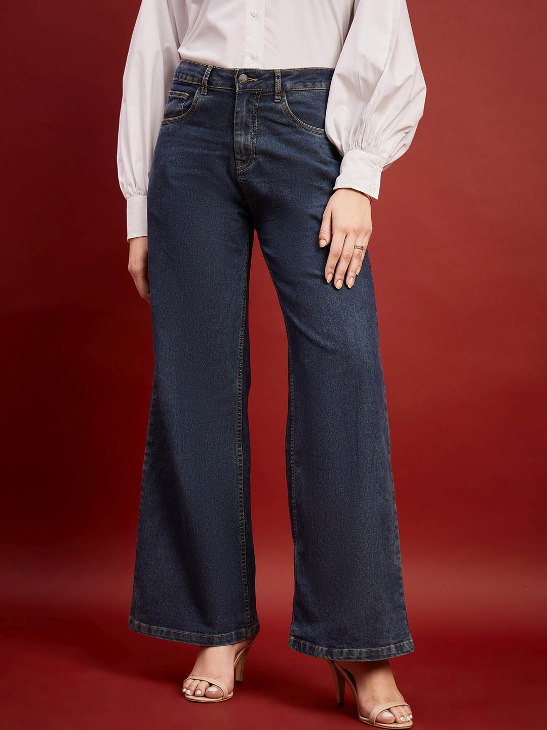 Buy All About You Women Comfort Wide Leg High Rise Stretchable Jeans ...
