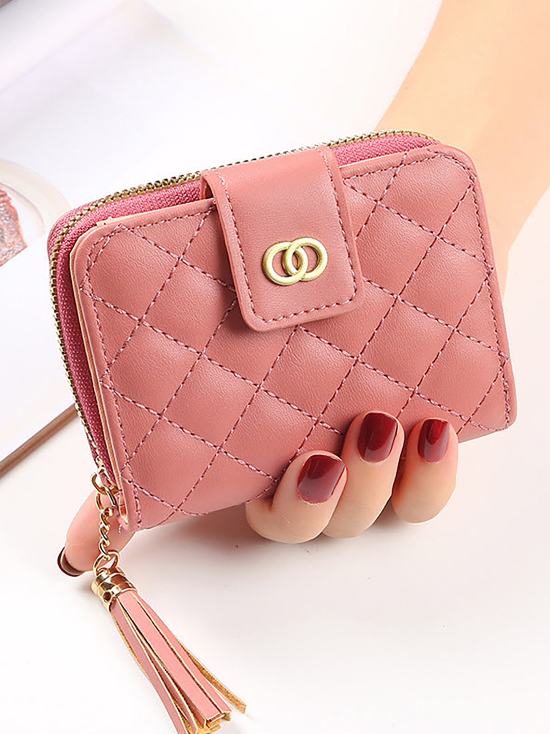 Buy SYGA Women Textured Leather Quilted Zip Around Wallet - Wallets for ...