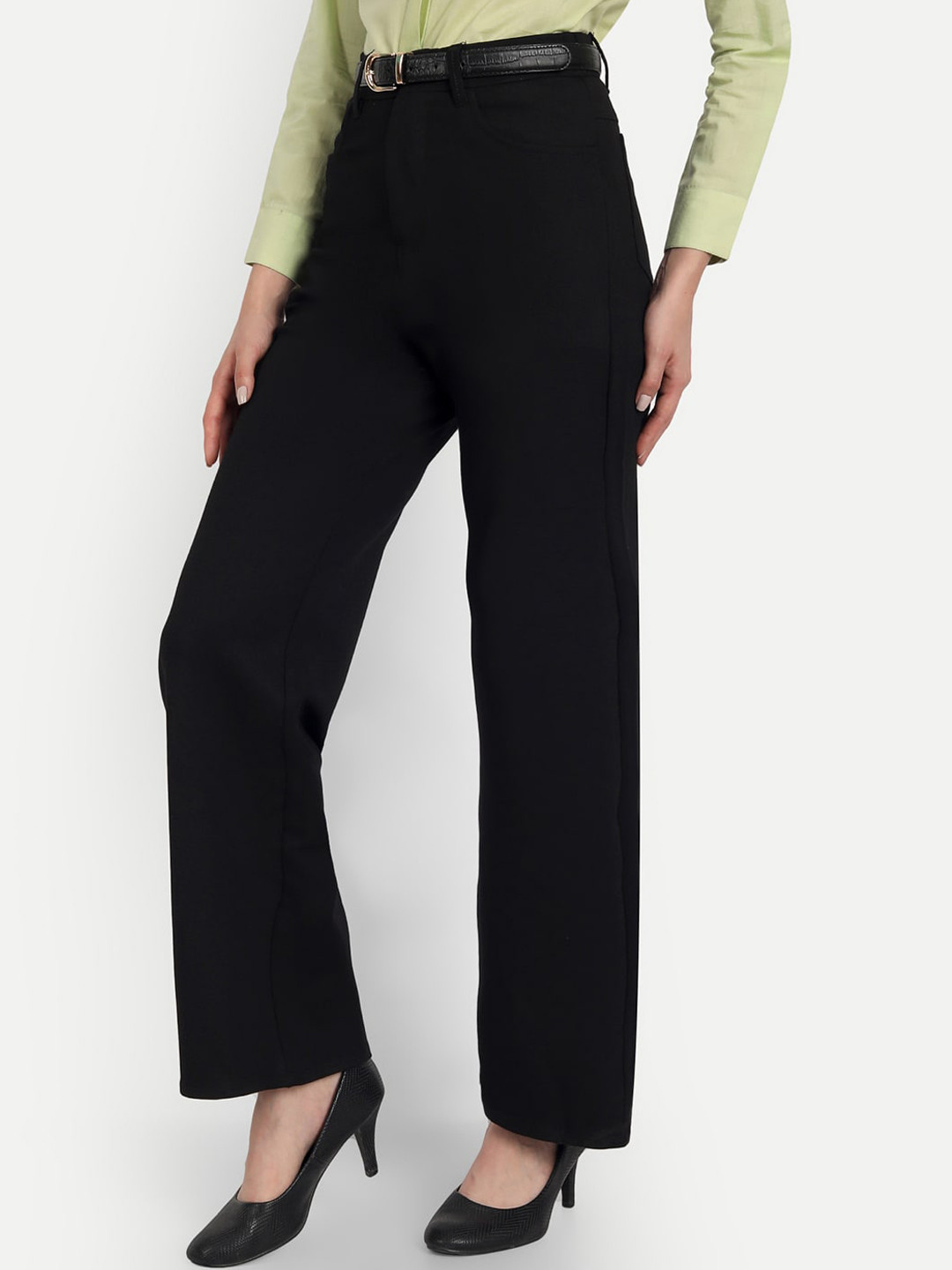 Buy BROADSTAR Women Smart Loose Fit High Rise Formal Trousers ...