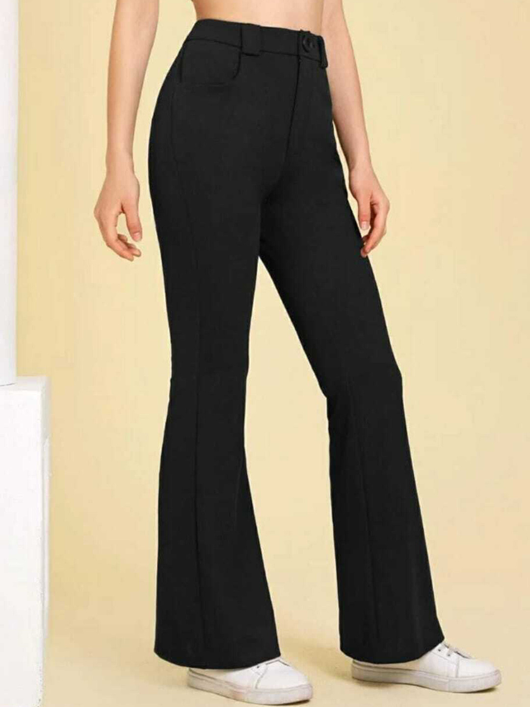 Buy Next One Women Smart Flared High Rise Easy Wash Trousers - Trousers ...