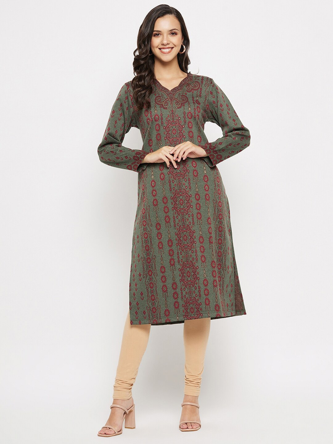 Buy HANG N HOLD Ethnic Motifs Woollen Straight Kurta - Kurtas for Women ...