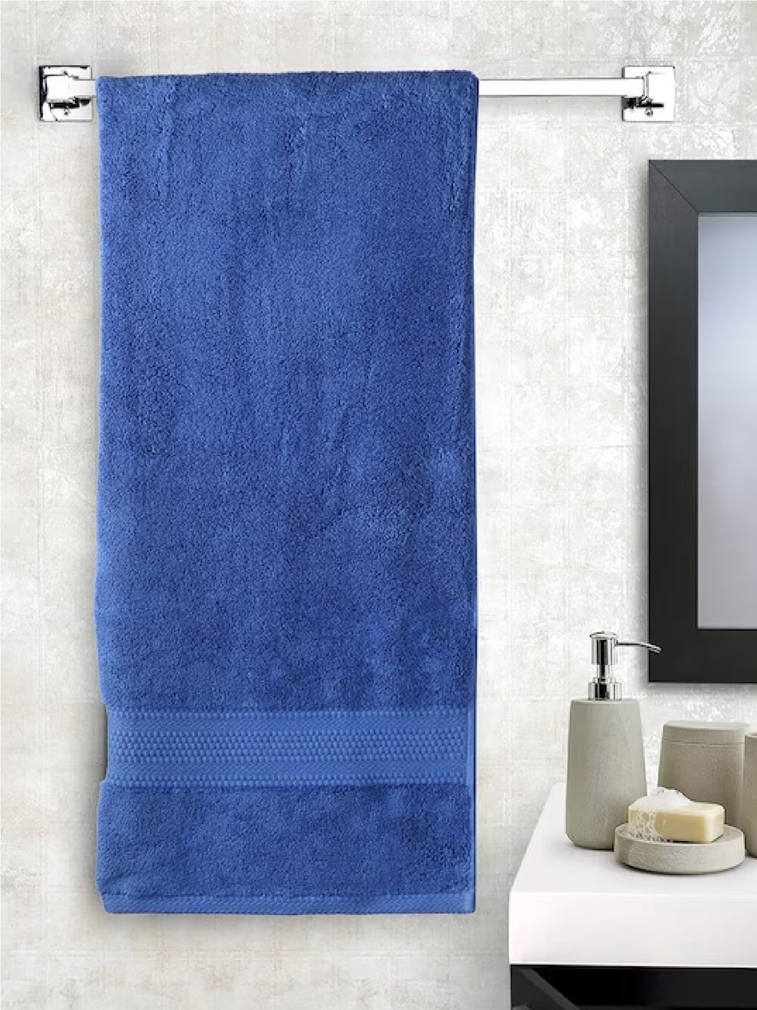 Buy BOMBAY DYEING Blue Pure Cotton 550 GSM Bath Towel - Bath Towels for ...