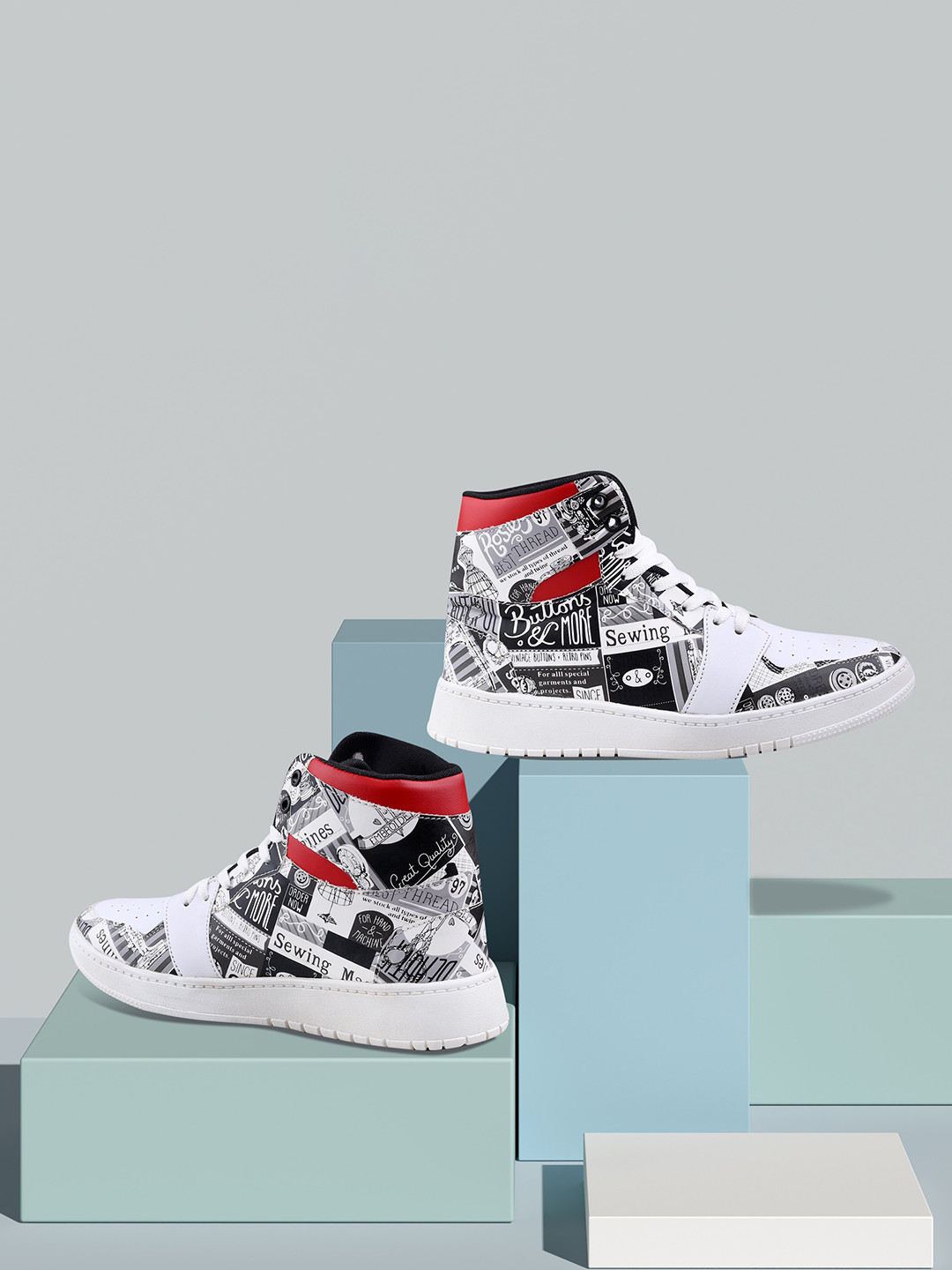 Buy HAKKEL Men Printed Round Toe Mid Top Sneakers - Casual Shoes for ...