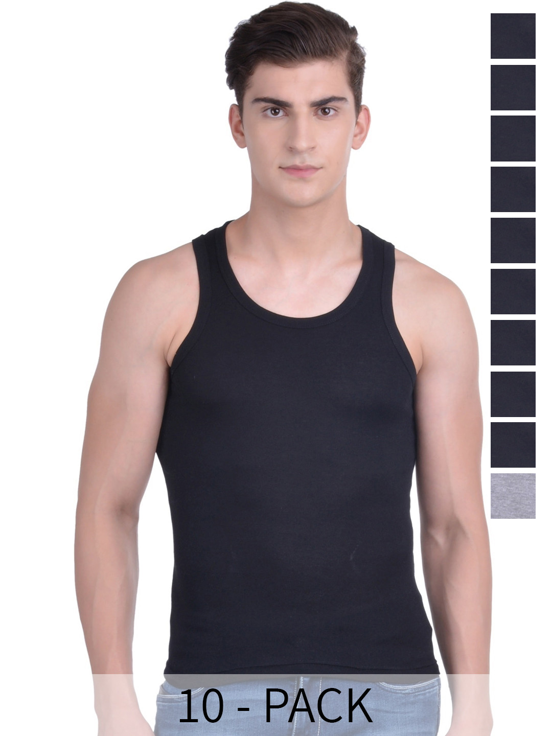 Buy Force NXT Pack Of 10 Men Super Combed Cotton Rib Vest - Innerwear ...