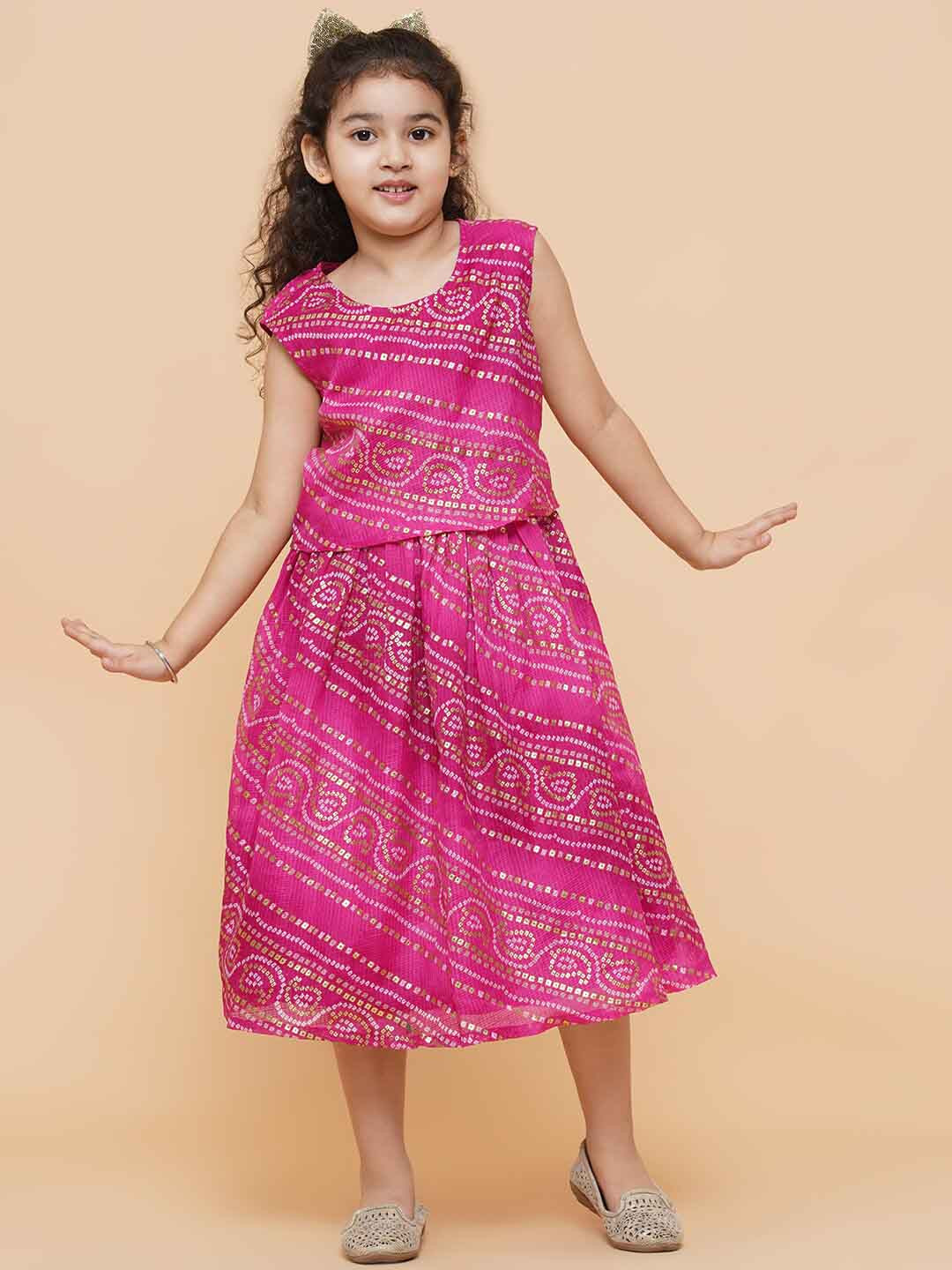 Buy Aks Kids Ethnic Motifs Print Fit & Flare Midi Dress - Dresses for ...