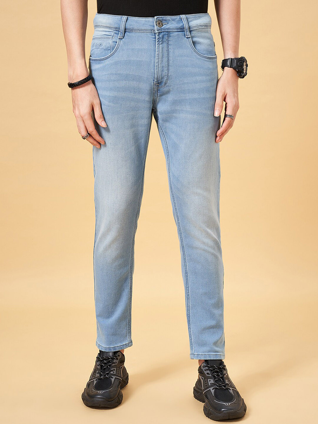 Buy SF JEANS By Pantaloons Men Slim Fit Clean Look Light Fade Whiskers ...