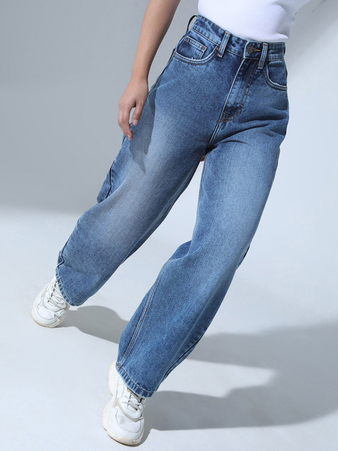 Buy Hubberholme Women 90's Baggy High Rise Light Fade Jeans - Jeans for ...
