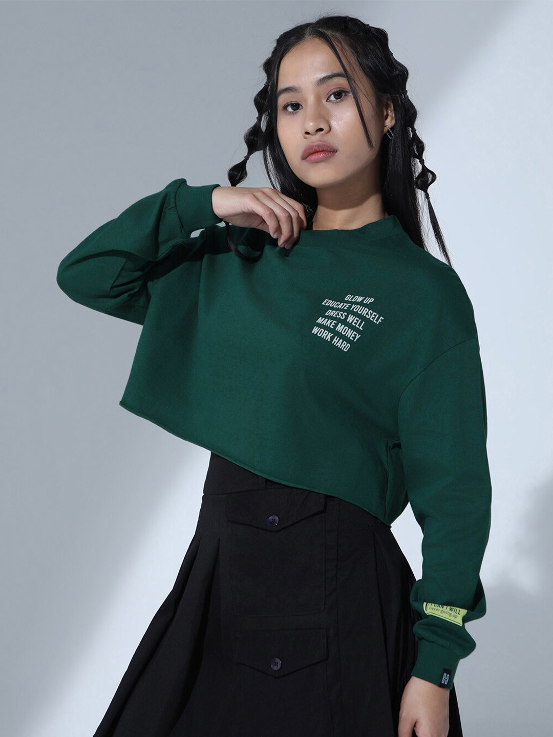 Buy Hubberholme Typography Printed Relaxed Fit Crop Pure Cotton T Shirt ...