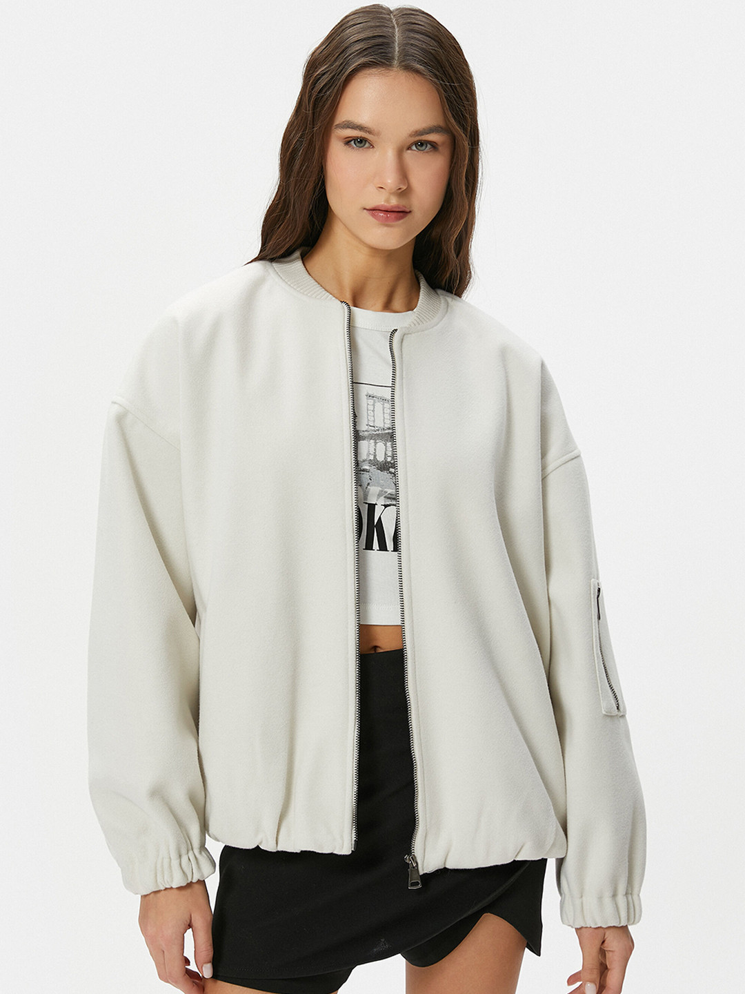 Buy Koton Collarless Bomber Jacket - Jackets for Women 27271904 | Myntra