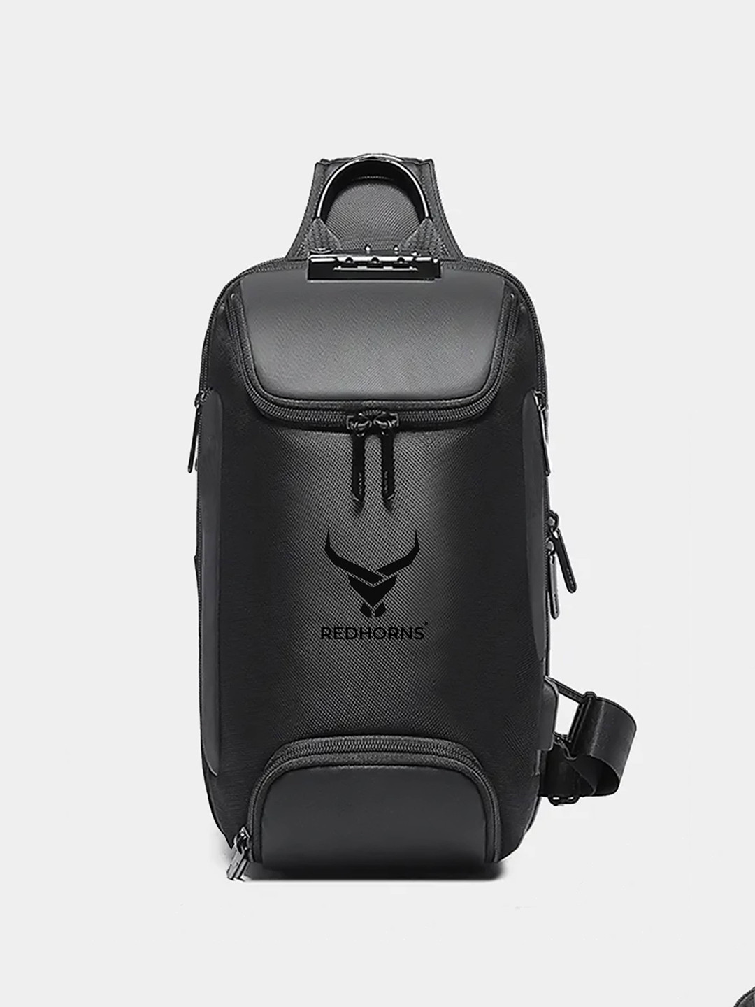 Buy REDHORNS Unisex Brand Logo Canvas Backpack With USB Charging Port ...