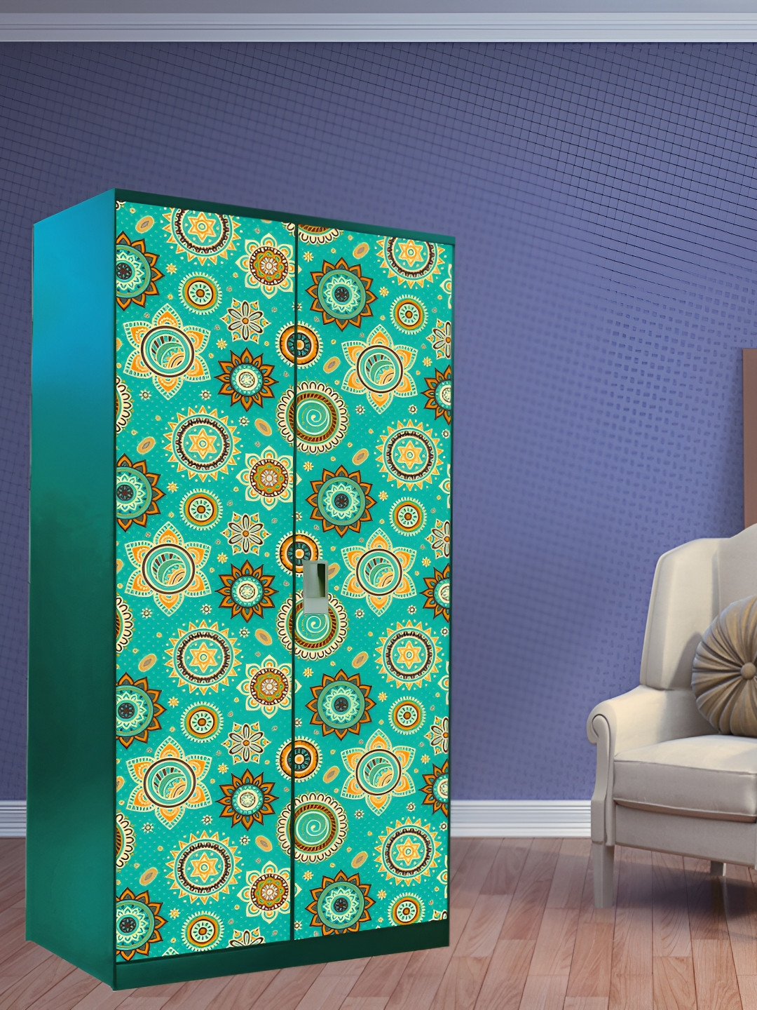 Buy WALLWEAR Green & Brown Printed Wardrobe Sticker - Decals And ...