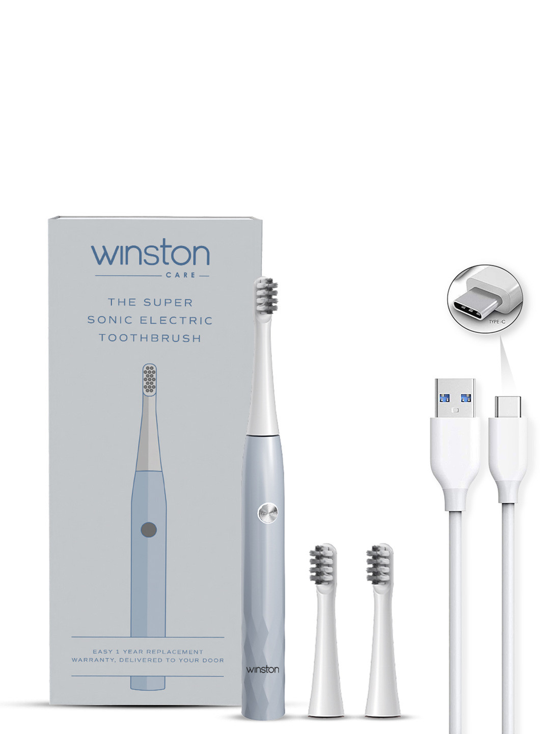 Buy WINSTON Super Sonic Electric Toothbrush With Soft Bristles & 3 ...