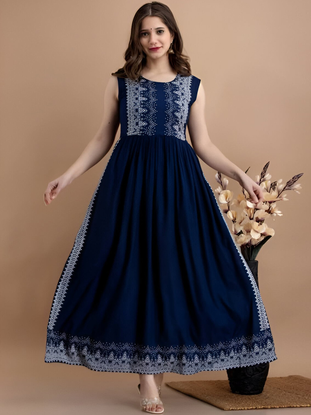 Buy Subh LAXMI Ethnic Motifs Printed A Line Kurta - Kurtas for Women ...