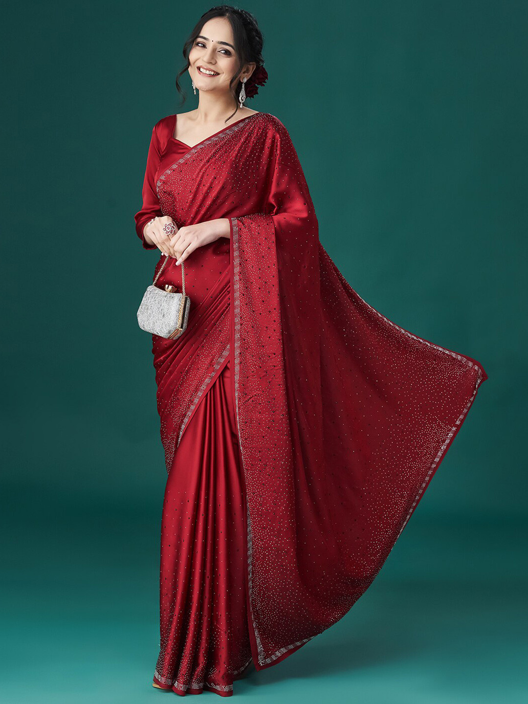 Buy Kasee Embellished Satin Saree - Sarees for Women 27290180 | Myntra