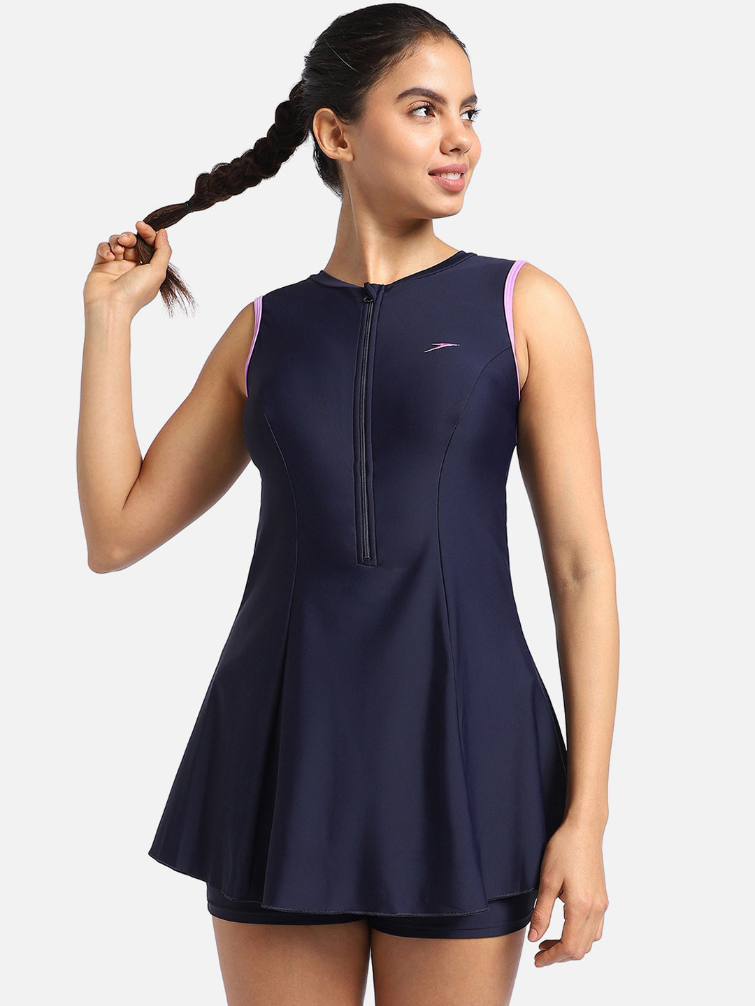 Buy Speedo Closed Back Zipper Swimdress With Boyleg - Swimwear for ...