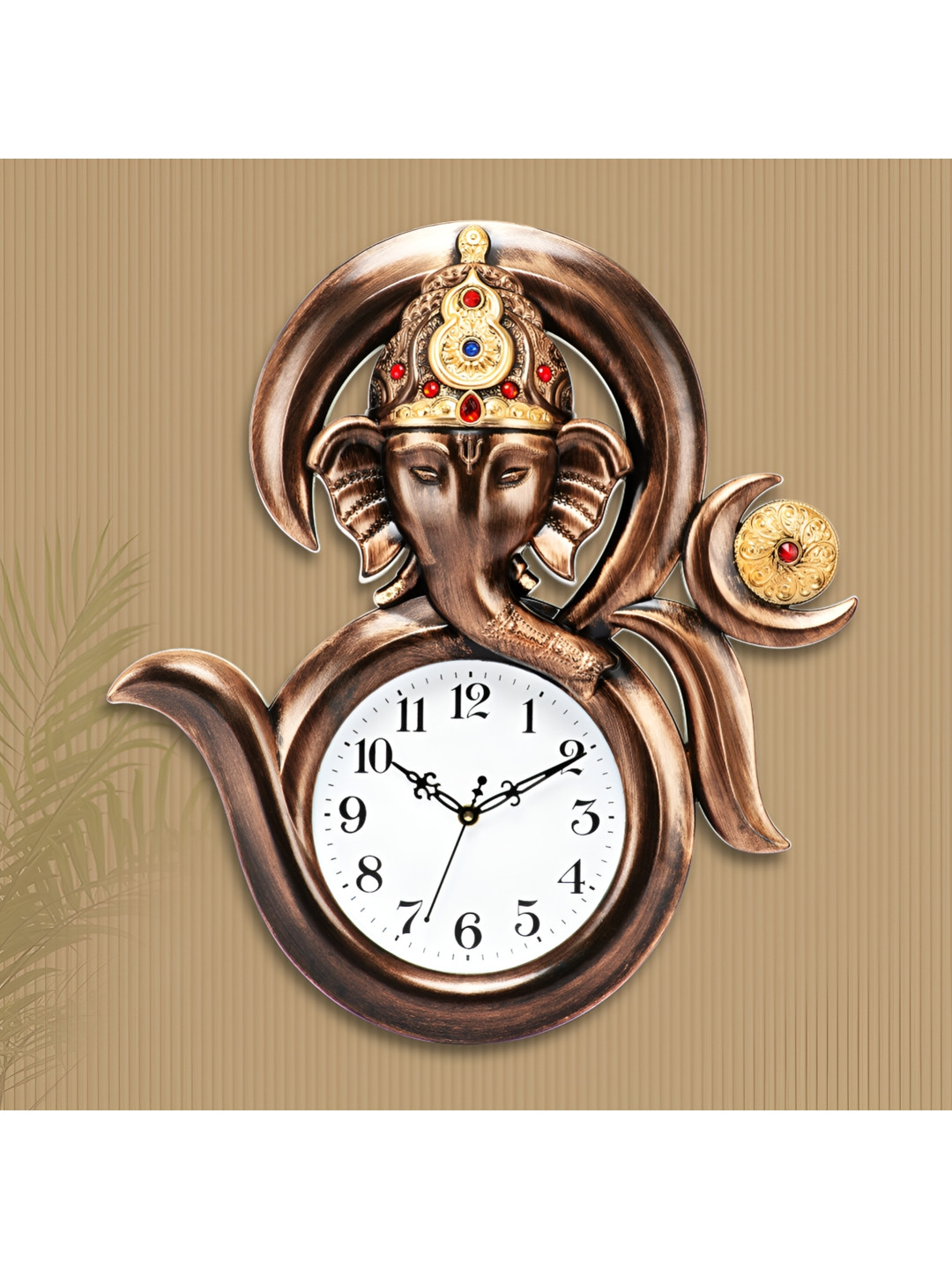 Buy Attractionz Copper Toned & White Traditional Analogue Wall Clock ...