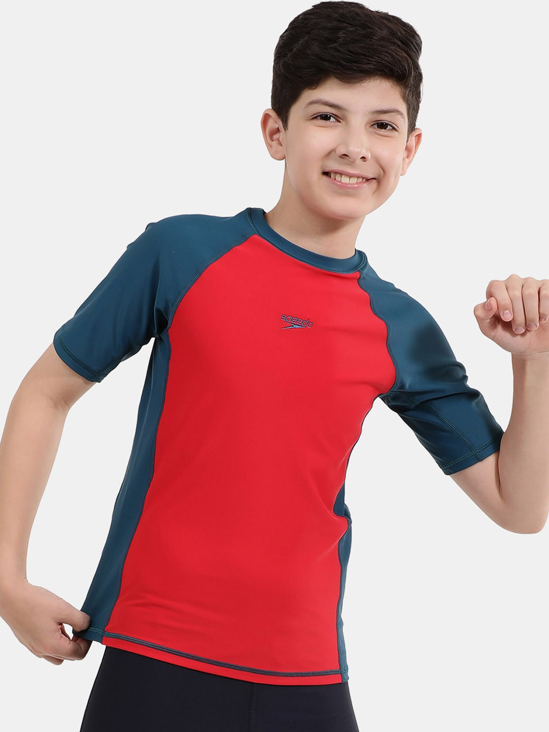 Buy Speedo Boys Round Neck Short Sleeve Swim Tshirt - Swim Tops for ...