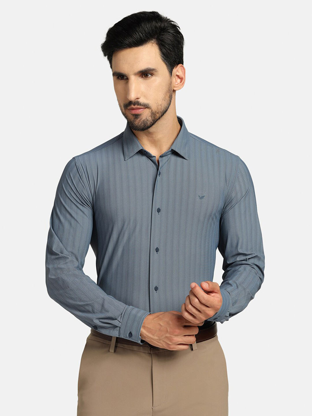 Buy Blackberrys TechPro Men Navy Textured Formal Shirts - Shirts for ...