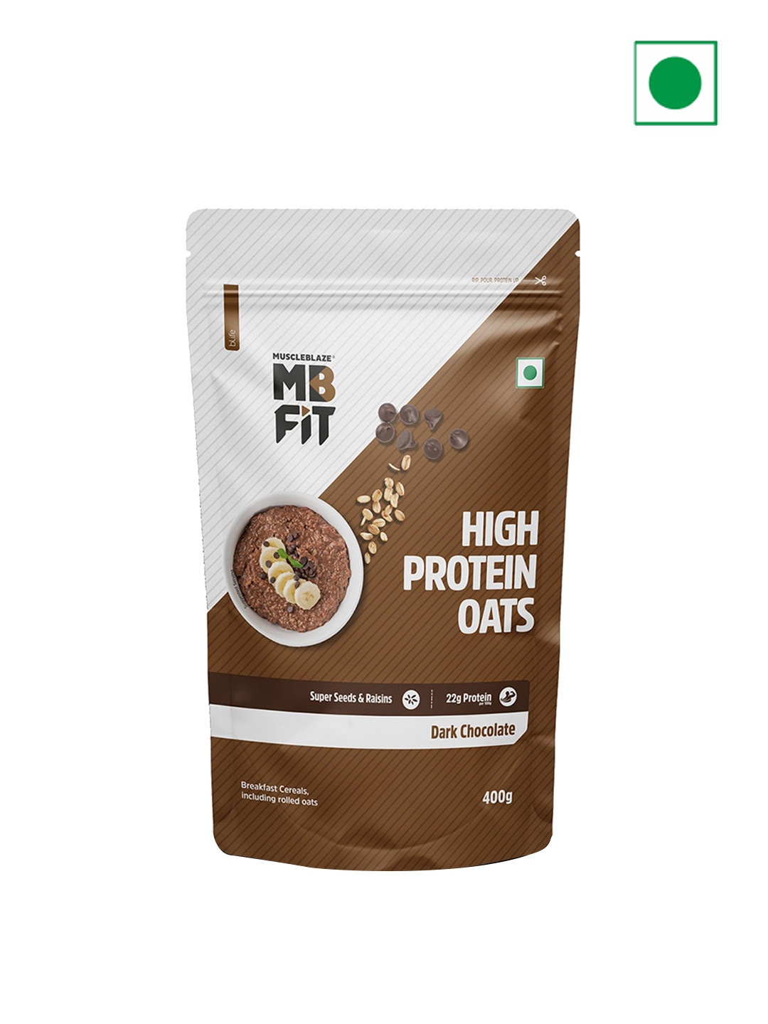 Buy MuscleBlaze Dark Chocolate High Protein Oats 400 Gm - Cereal And ...