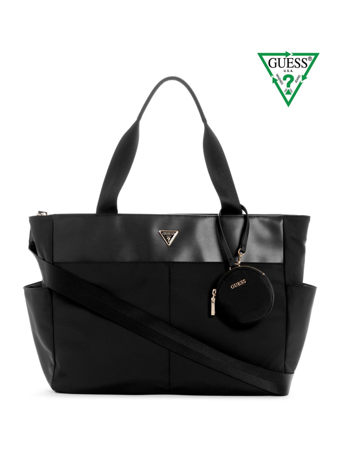 Buy GUESS Solid Structured Shoulder Bag With Detachable Coin Pouch ...