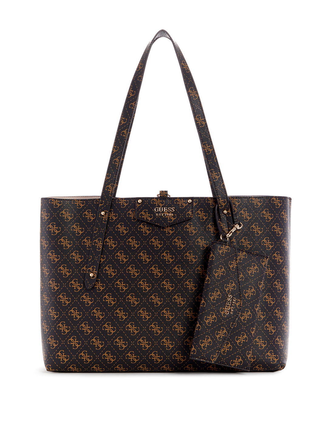 Buy GUESS Brand Logo Print Shopper Shoulder Bag With Pouch - Handbags ...