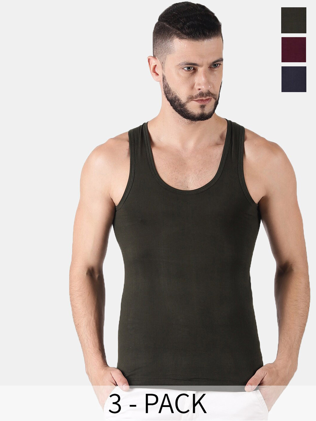 Buy Dollar Pack Of 3 Assorted Pure Cotton Basic Innervests - Innerwear ...