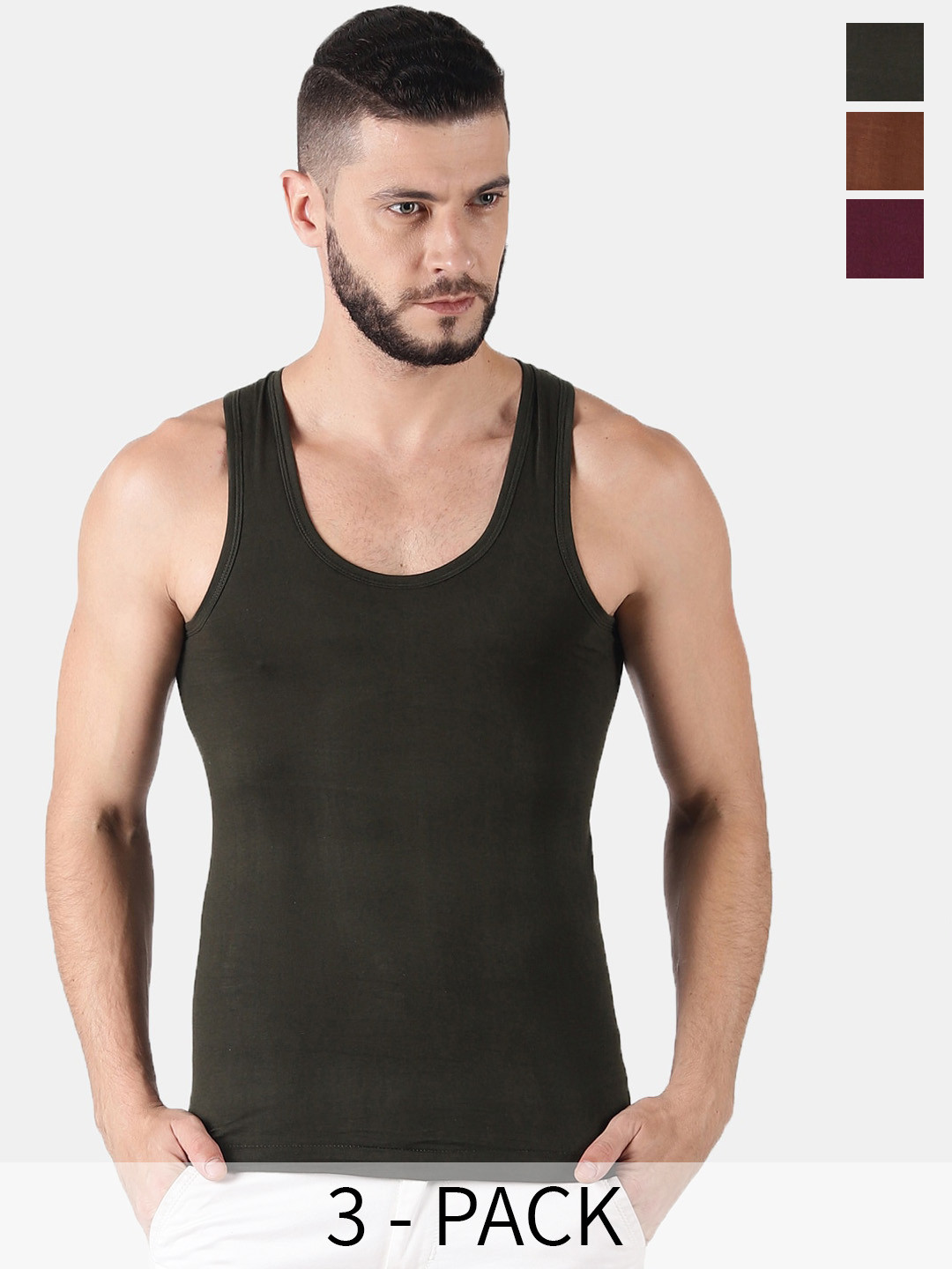 Buy Dollar Pack Of 3 Assorted Pure Cotton Innerwear Vests MLHVE 01 PO3 ...