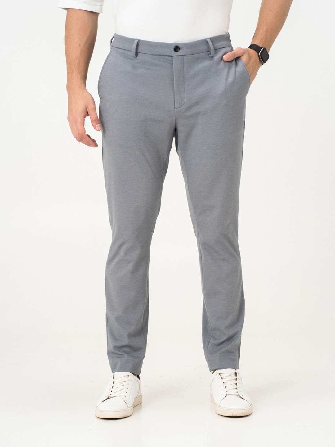 Buy The Pant Project Steel Grey Slim Fit Wrinkle Free Power Stretch ...