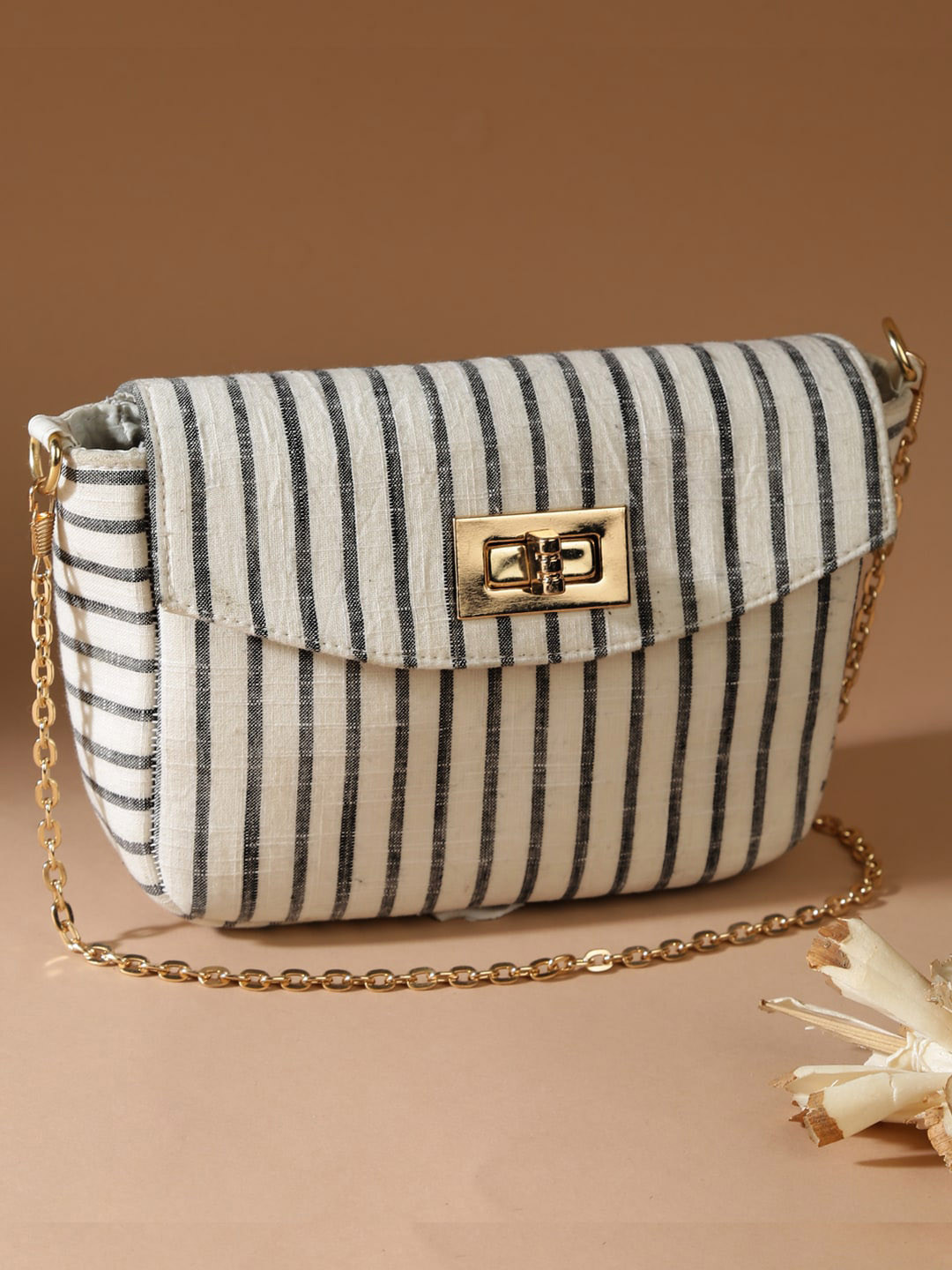 Buy DEEBACO Striped Structured Cotton Sling Bag - Handbags for Women ...