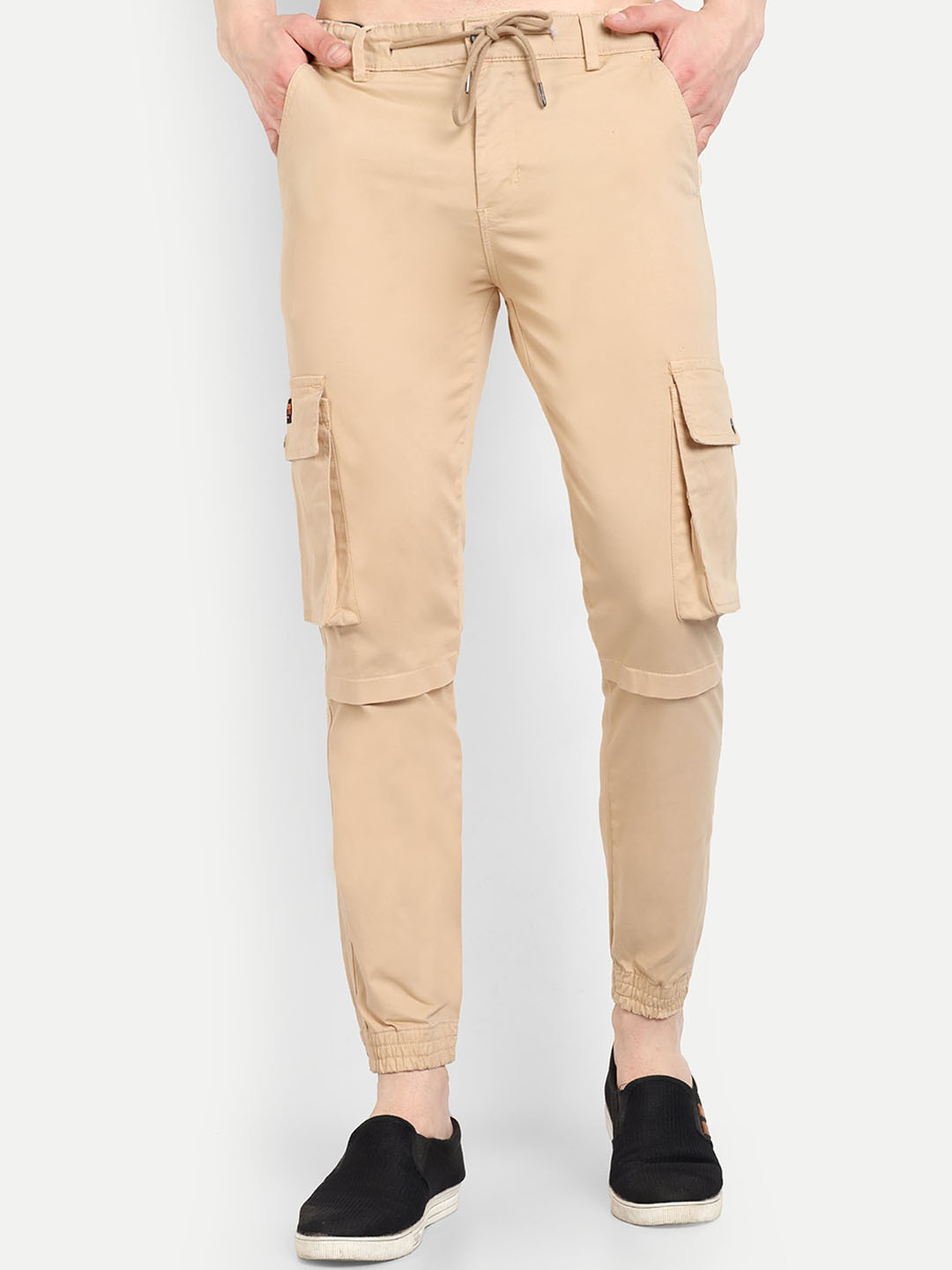 Buy CARBONN CLOTH Men Flat Front Regular Fit Mid Rise Cargos Trousers ...