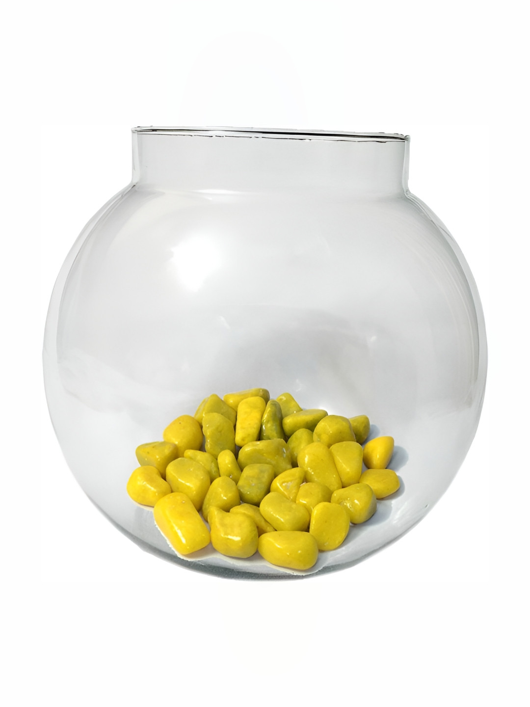 Buy Afast Transparent & Yellow Round Glass Fish Pot Decorative Bowl ...