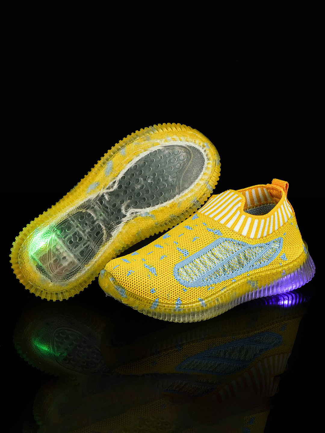 Buy KATS Kids Textured LED Memory Foam Flyknit Mesh Slip On Sneakers ...