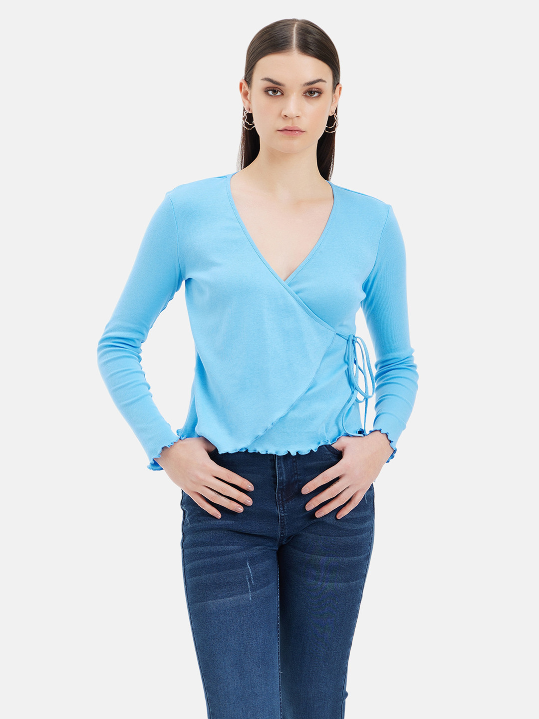 Buy Kazo V Neck Cotton Wrap Top - Tops for Women 27327310 | Myntra