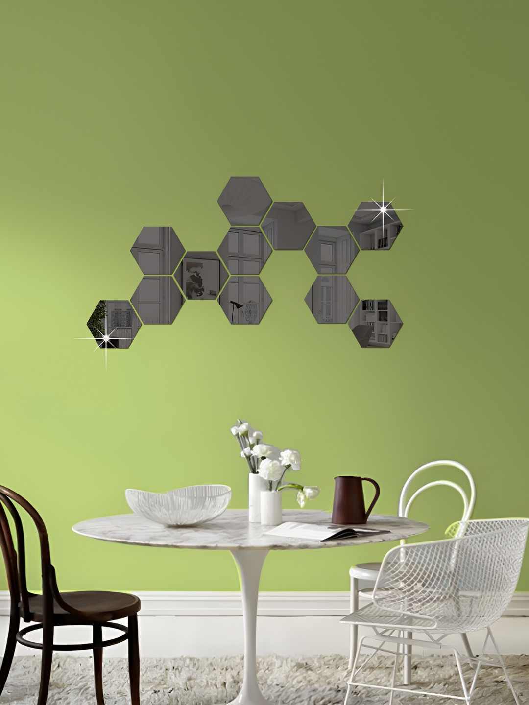 Buy WALLWEAR Black 12 Pcs Self Adhesive Hexagon Shaped Wall Stickers ...