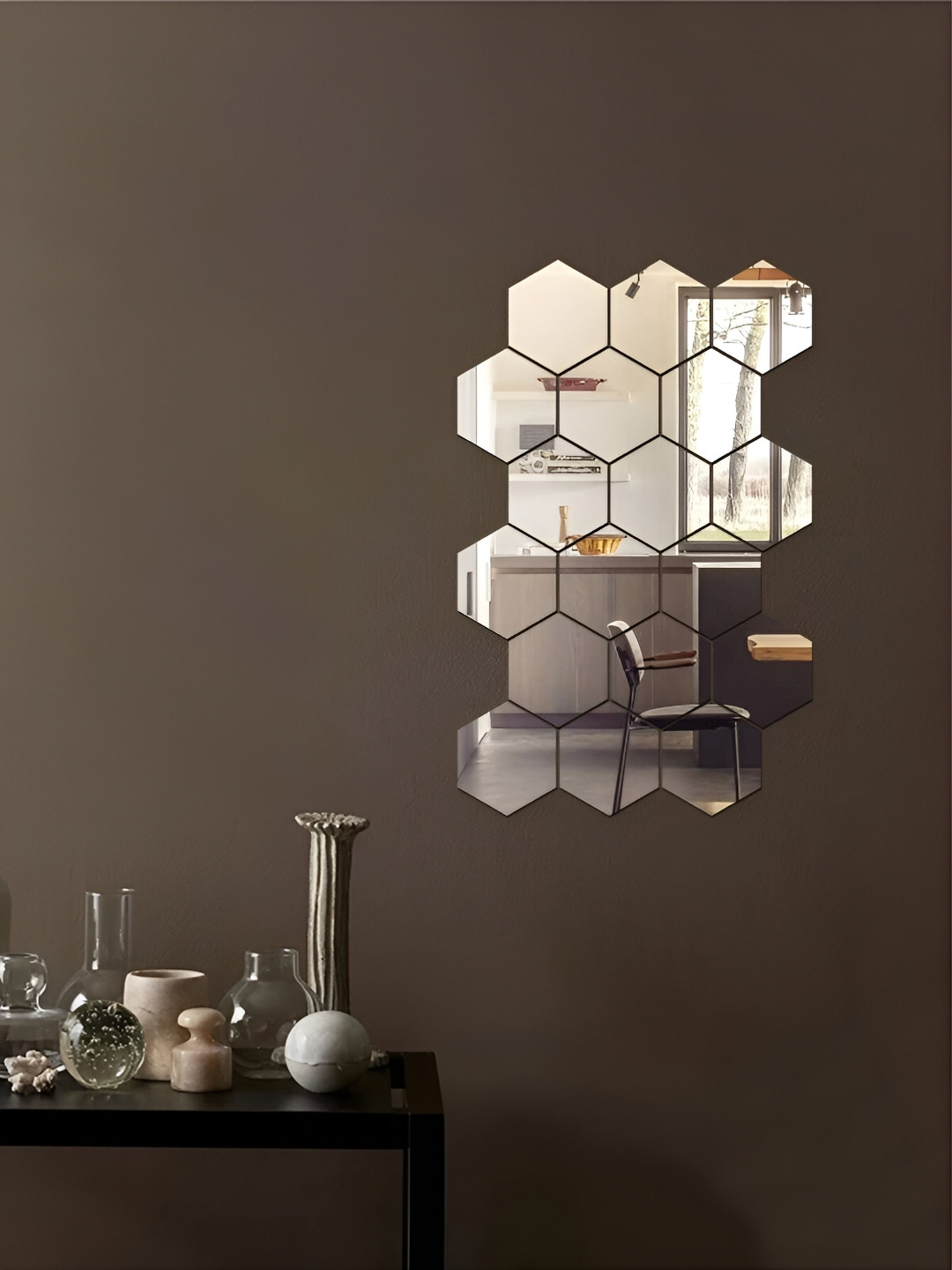 Buy WALLWEAR Grey 18 Pcs Self Adhesive Hexagon Shaped Wall Stickers ...