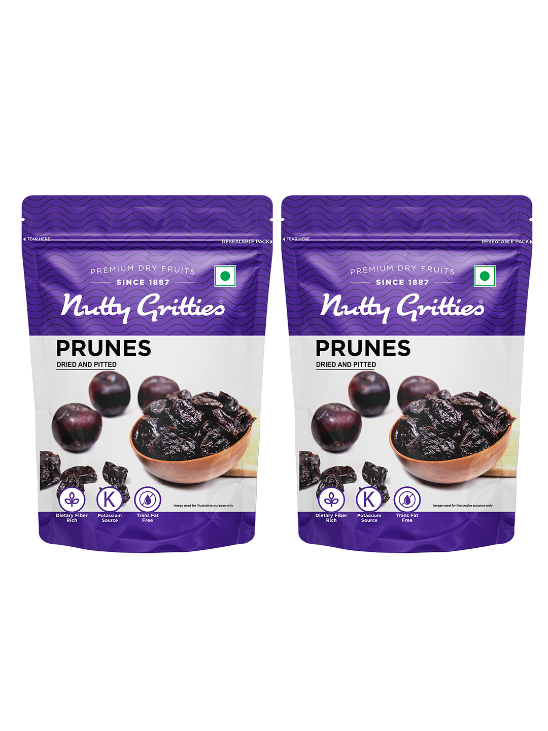 Buy Nutty Gritties Set Of 2 Dried And Pitted California Prunes 200 Gms Each - Nuts Seeds And ...