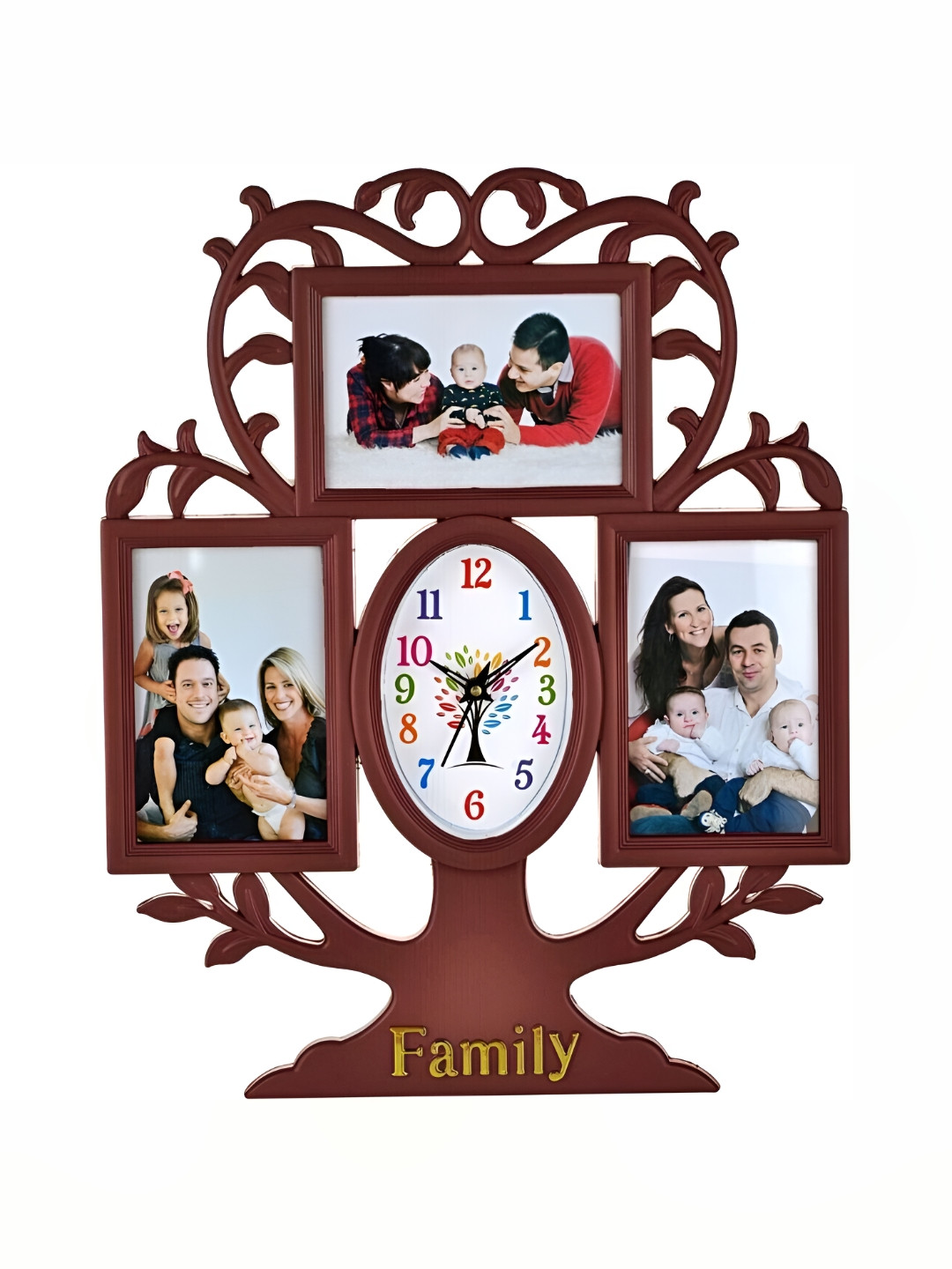 Buy Attractionz Brown Oval Shaped Contemporary Wall Clock - Clocks for ...