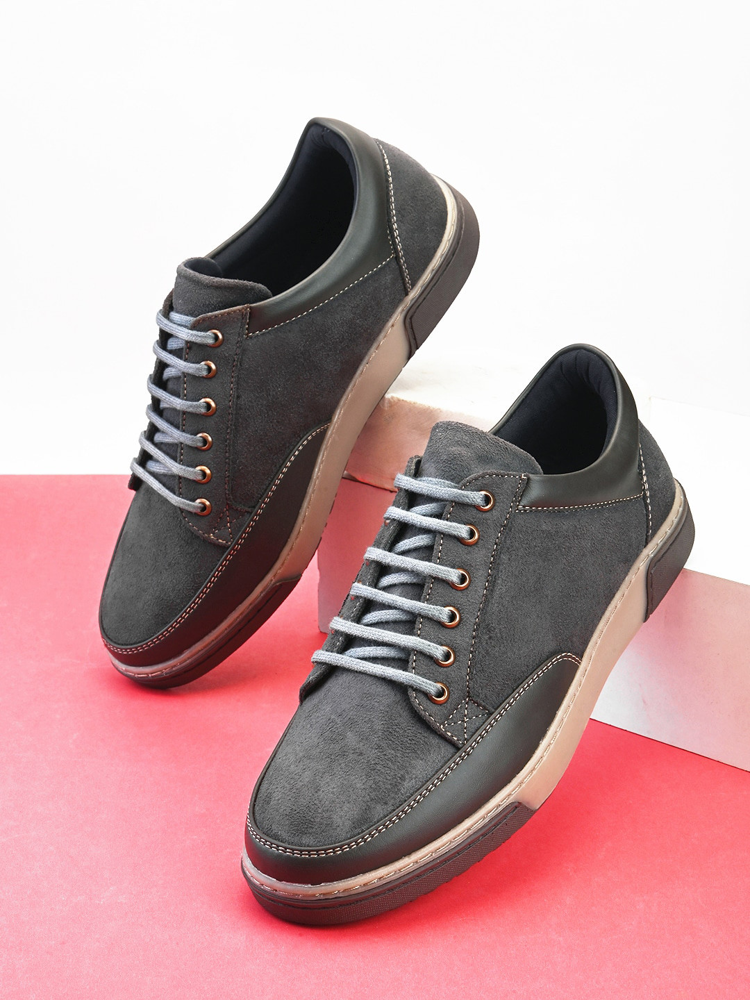 Buy The Roadster Lifestyle Co. Men Grey Lace Up Moisture Wicking Memory ...