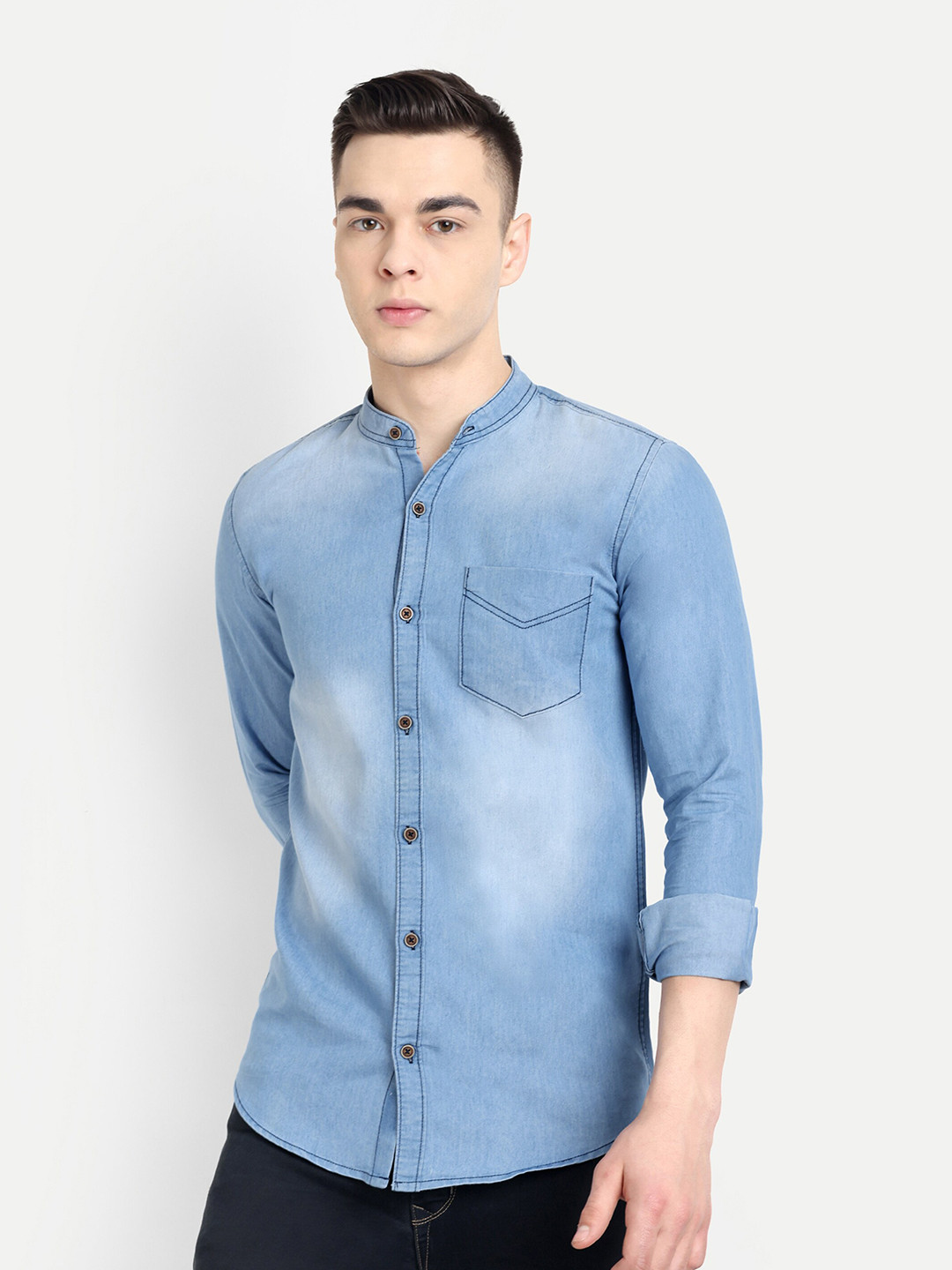 Buy CARBONN CLOTH Faded Opaque Casual Denim Shirt - Shirts for Men ...