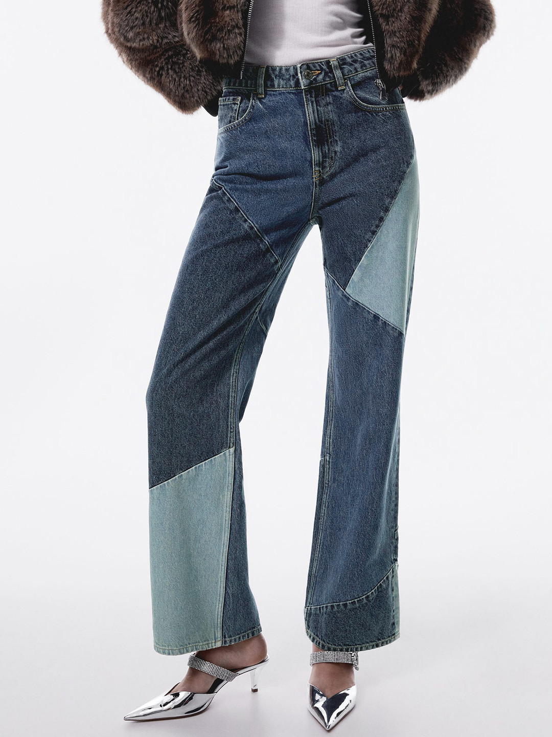 Buy MANGO Women Straight Fit Patchwork Jeans - Jeans for Women 27351804 ...