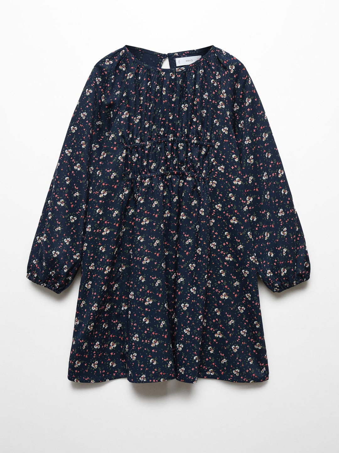 Buy Mango Kids Girls Floral Print Puff Sleeve Fit & Flare Dress ...